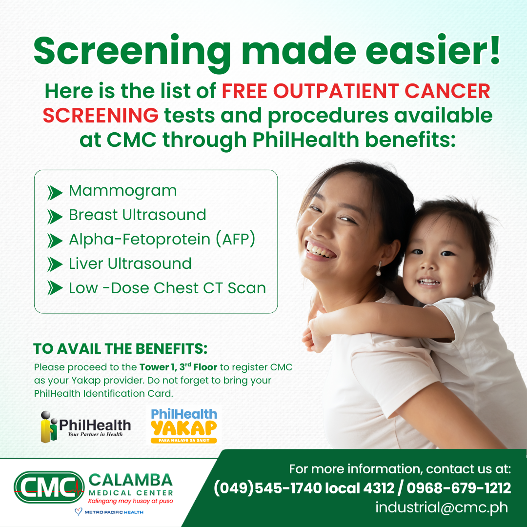 Calamba Medical Center - Free Outpatient Cancer Screening at Calamba Medical Center